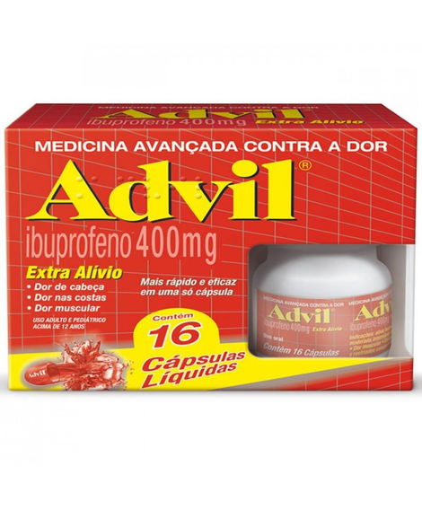 Advil 400mg 16 Cápsulas na Drogaria Cristal Online